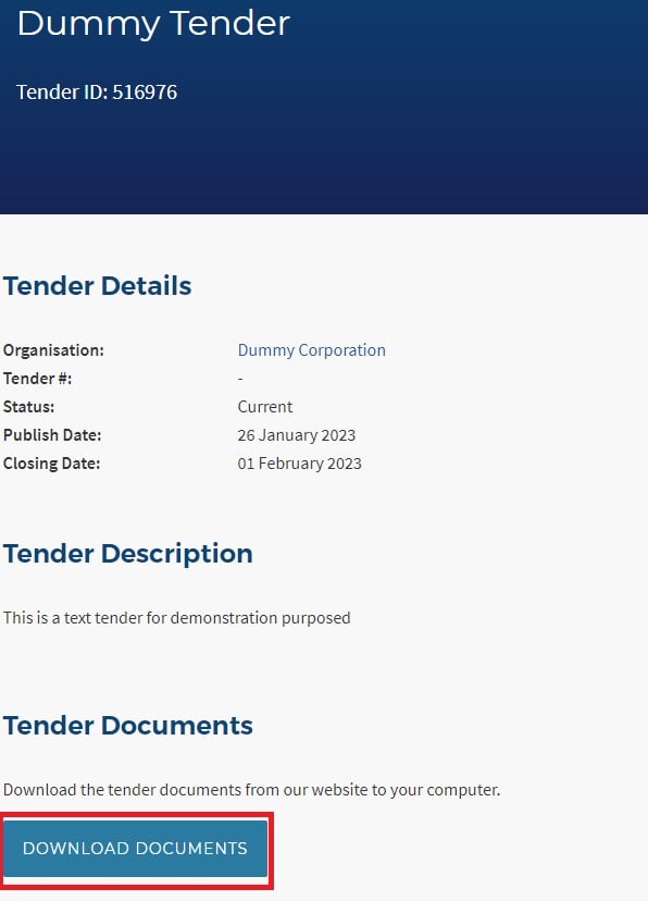 Downloading documents from our tenders